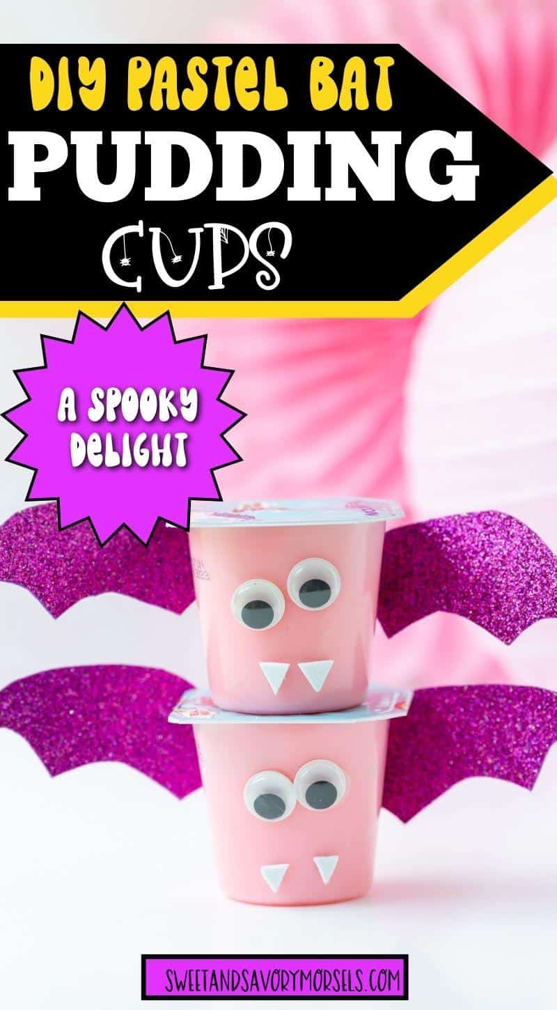 Spooky DIY Pastel Bat Pudding Cups | Halloween Treat