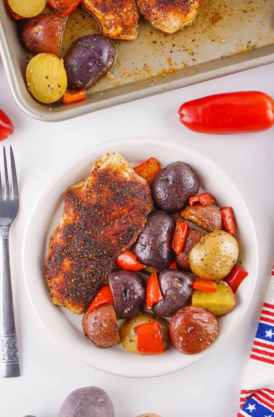 CHICKEN SHEET PAN BAKE, EASY DISH - Sweet and Savory Morsels