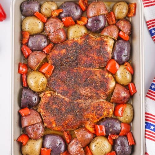 CHICKEN SHEET PAN BAKE, EASY DISH - Sweet and Savory Morsels